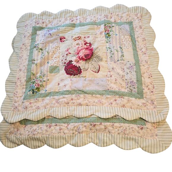 Keeco | Bedding | Pillow Sham Set Of 2 Patchwork Cabbage Rose Scallop ...